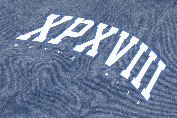 XPX "STONE WASHED EFFECT" BLUE CREW NECK LONG TEE – XPXVIII